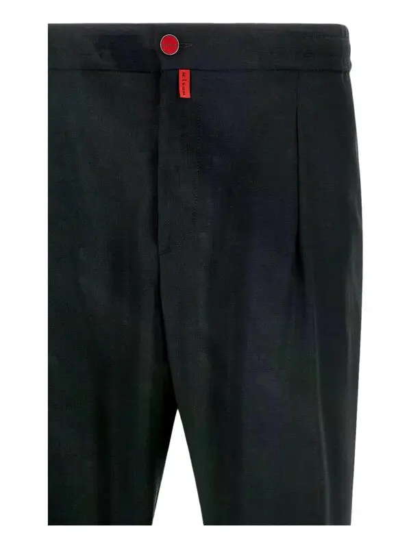 Kiton Dark Wool Tapered Trousers - Blue