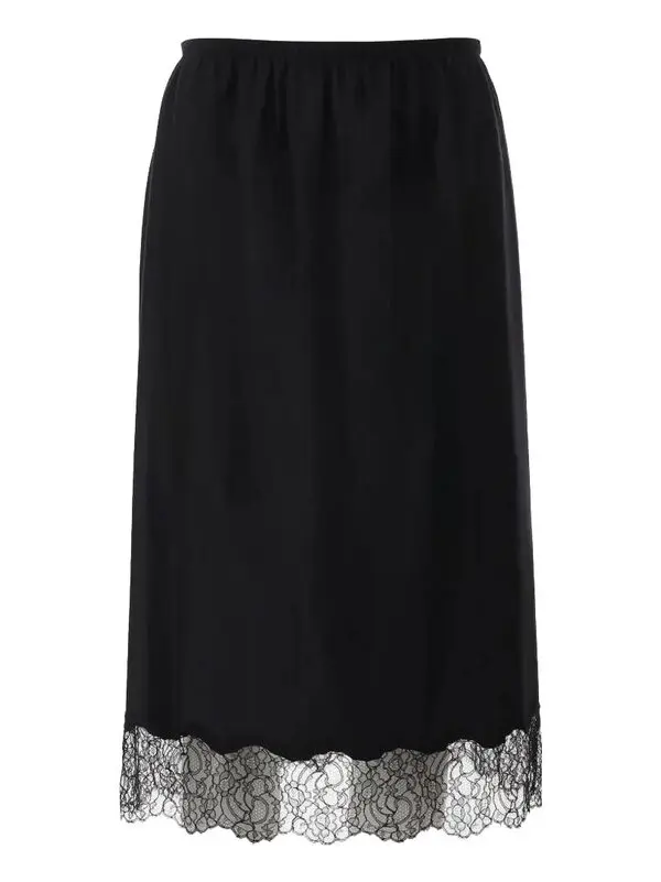 Carven Lace-trimmed Wool Skirt - Black