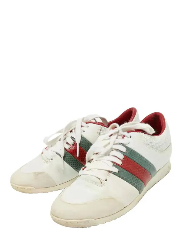 Gucci Leather Web Stripe Sneakers - White