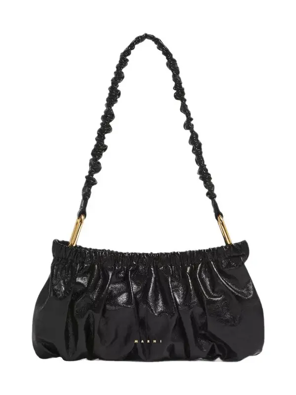 Marni Crinkled Gathered Clutch Bag - Black
