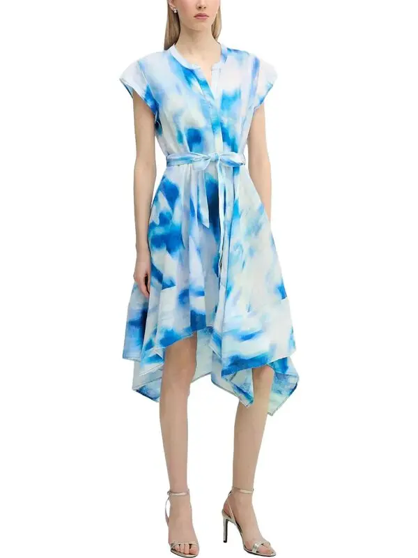 Dkny Tie-dye Linen Asymmetric Dress - Blue