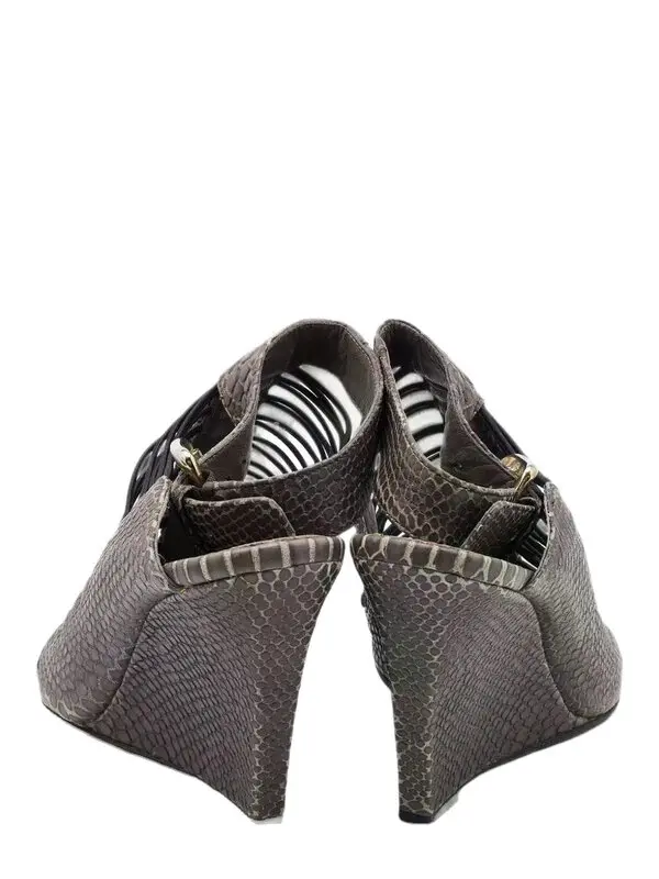 Givenchy Python-embossed Wedge Sandals - Grey