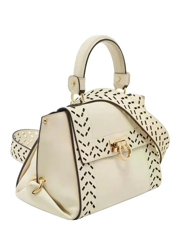 FERRAGAMO Sofia Leather Laser-cut Tote Bag - Neutrals