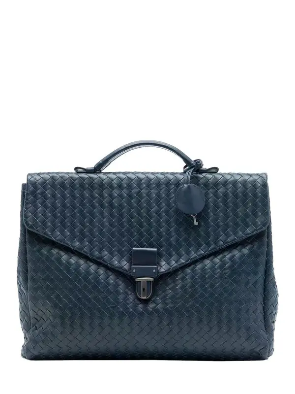 Bottega Veneta 2012-2026 Nappa Intrecciato Briefcase Business Bag - Blue