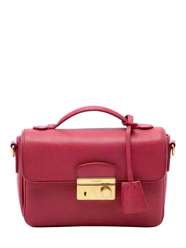 Prada Saffiano Sound Lock Satchel - Pink