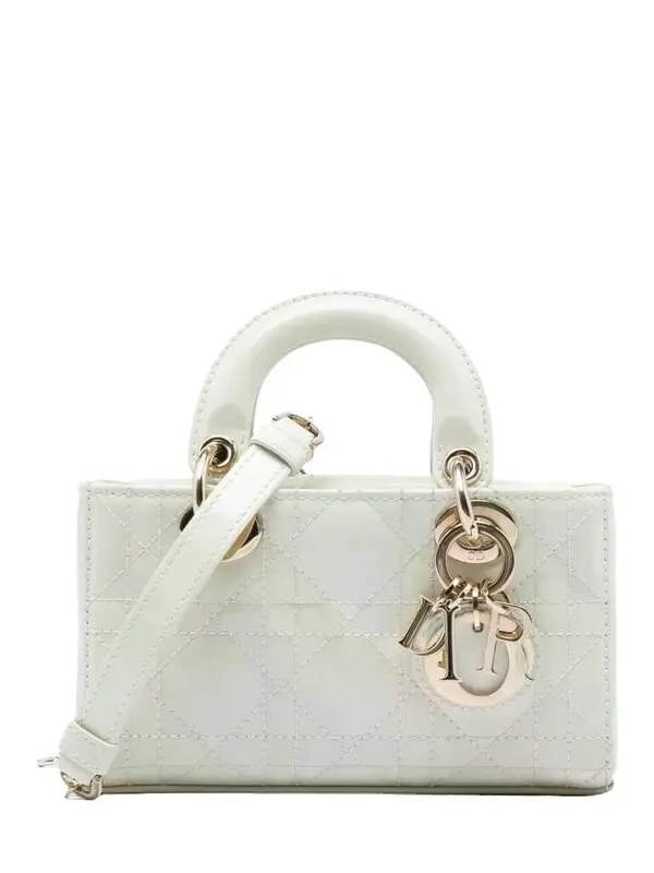 Dior Micro Patent Cannage Lady D Joy Satchel - White