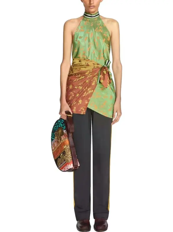 Dries Van Noten Floral Jacquard Wrap Top - Green