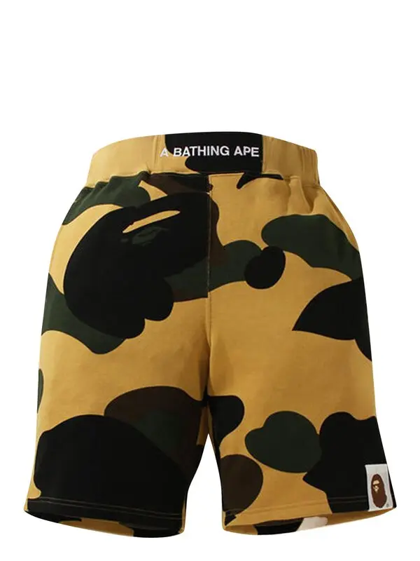 A BATHING APE Giant 1st Camo Wide Fit Sweat Shorts - Yellow