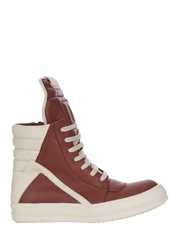 Rick Owens Geobasket High Top Sneakers - Red