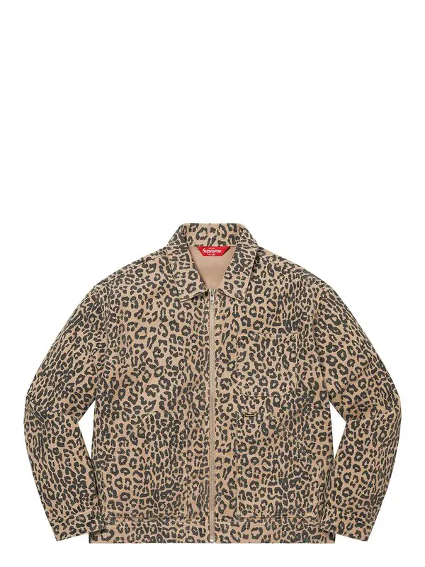 Supreme Leopard Moleskin Work Jacket - Tan