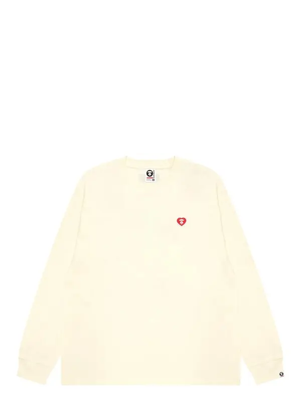 AAPE Now Heart Long Sleeve Tee 'ivory/white - Cream