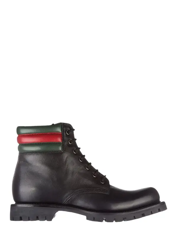Gucci Lace Up Leather Boots - Black