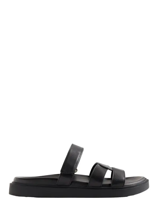 Quince Italian Leather Sport Slide Sandal - Black
