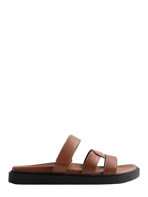 Quince Italian Leather Sport Slide Sandal - Cognac