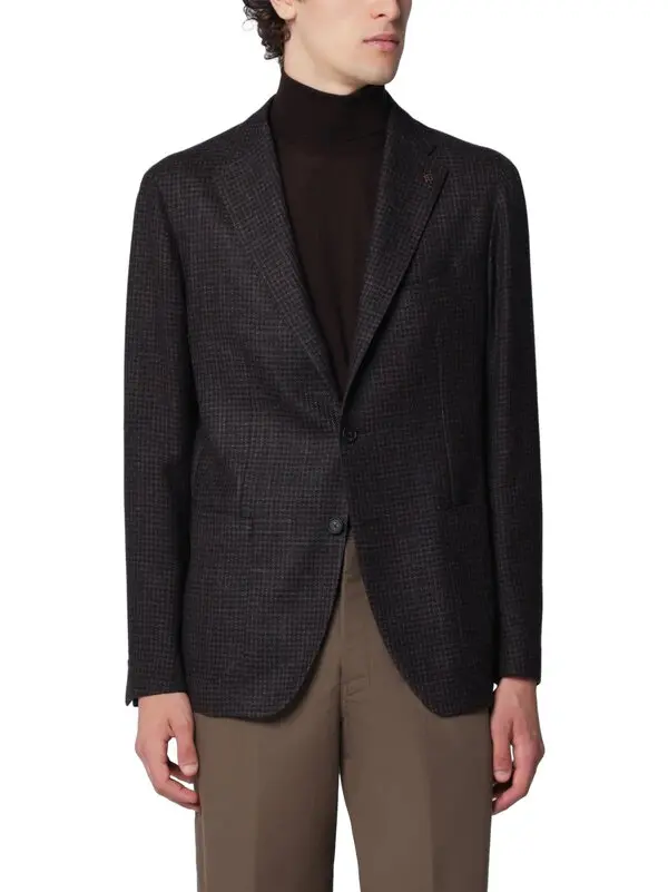 Tagliatore Single-breasted Jacket With A Micro Check Pattern - Brown
