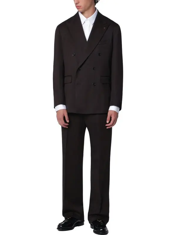 Tagliatore Double-breasted Suit In Wool - Brown
