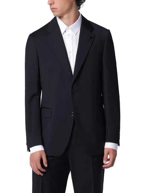 LARDINI Single-breasted Jacket In Wool - Blue