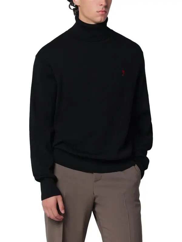 AMI Paris De Coeur Turtleneck Sweater - Black