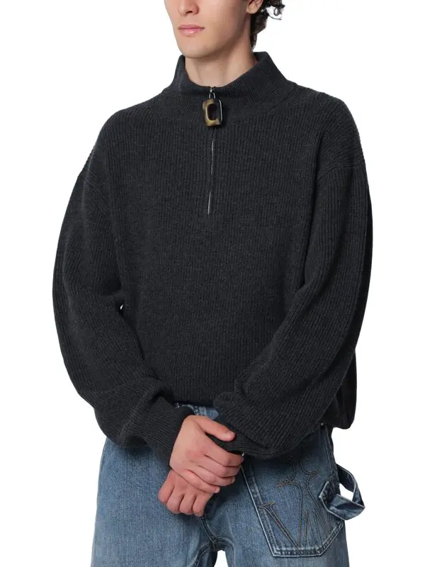 JW Anderson Wool Blend Half-zip Sweater - Grey