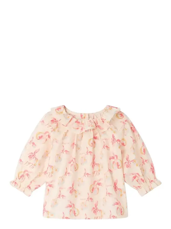 Bonpoint Ecru Printed Organic Cotton Blouse - Pink