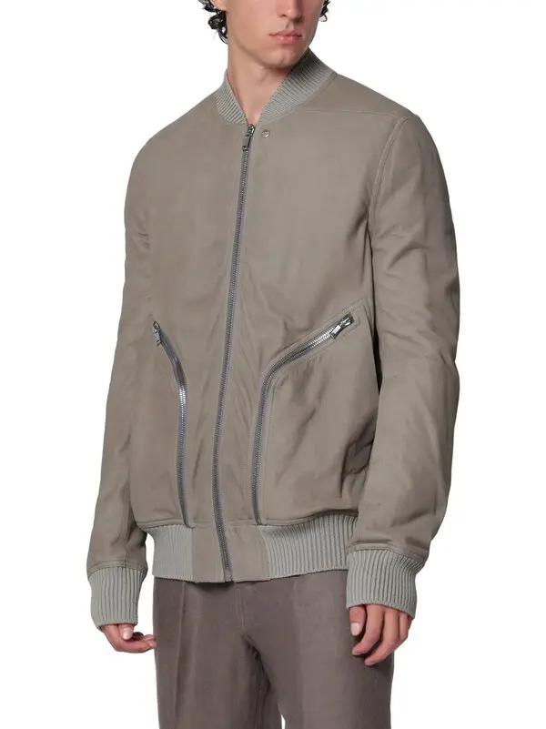 Rick Owens Lamb Leather Bomber Jacket - Beige