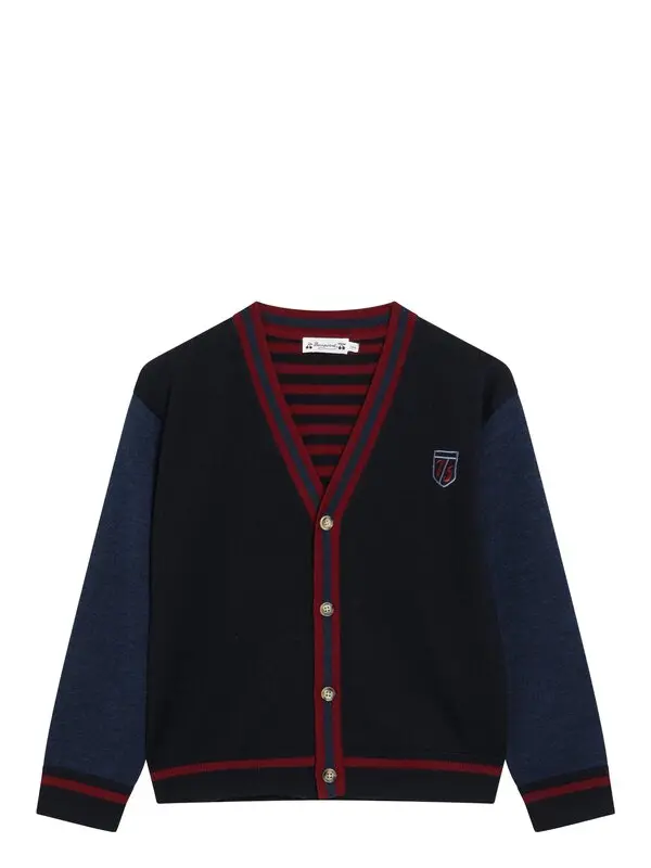 Bonpoint Wool Cardigan With Appliqu - Blue