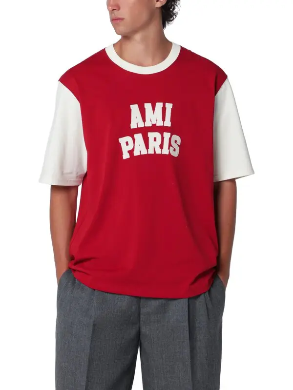 AMI Paris Ruby T-shirt With Logo Embroidery - Red