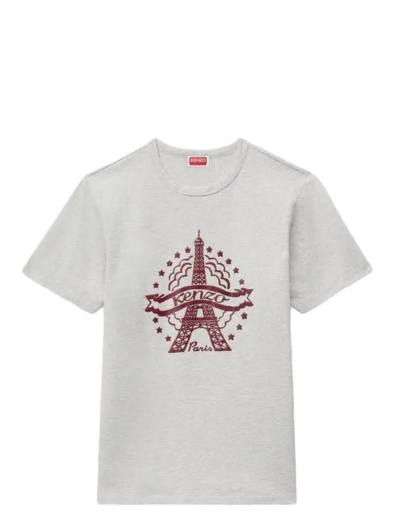 Kenzo Graphic Cotton T-shirt - Palegrey