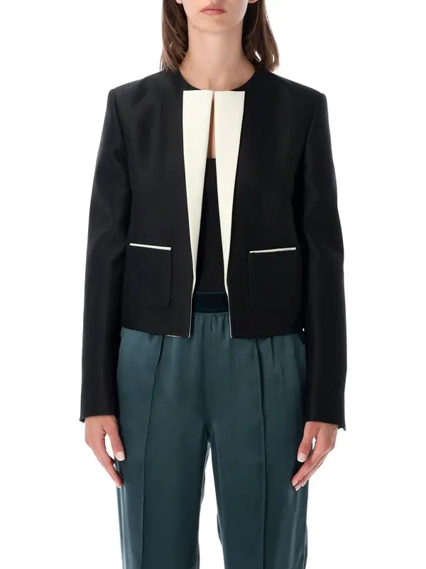 TOM FORD Wool-silk Spencer Jacket With Contrast Trim - Nero
