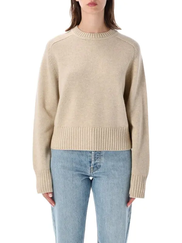 Extreme Cashmere Heavyweight Cashmere Crewneck Sweater With Saddle Sleeves - Beige