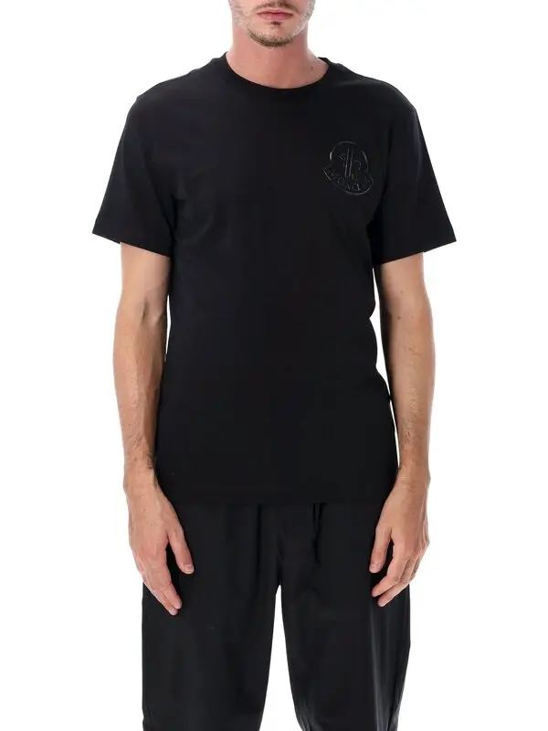 Moncler Cotton T-shirt With Embossed Logo Patch - Nero