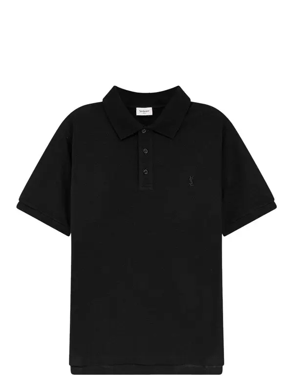 Saint Laurent Embroidered Logo Polo Shirt - Black