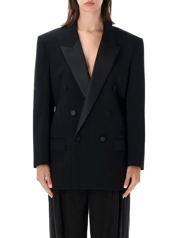 Saint Laurent Double-breasted Peak Lapel Blazer - Nero