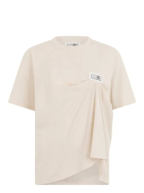MAISON MARGIELA Cotton T-shirt With Drape Detail - Beige