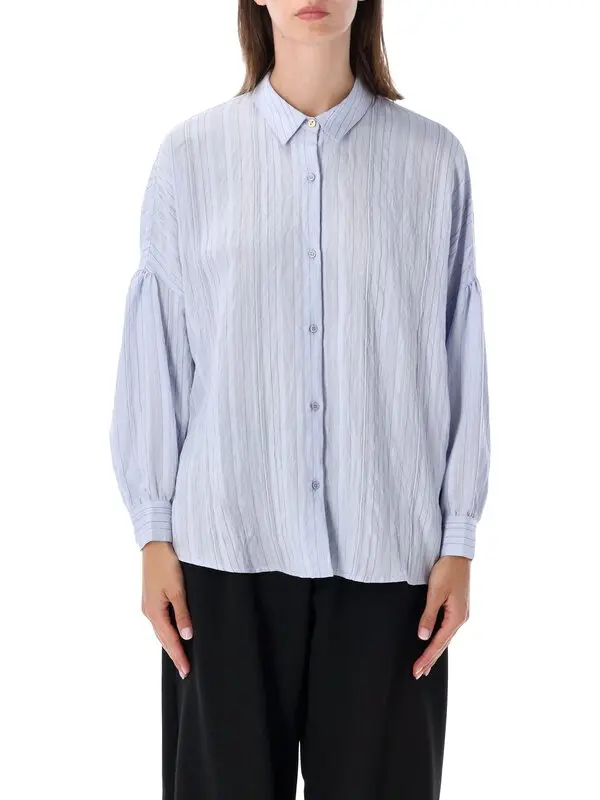 SESSUN Textured Pleated Button-front Shirt - Blu