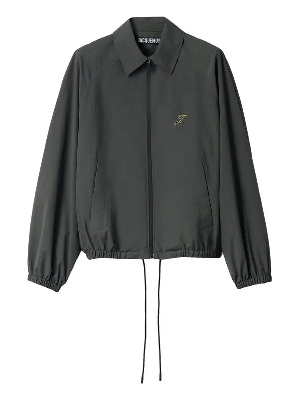 Jacquemus Zip-up Windbreaker Jacket With Drawstring Hem - Darkgrey