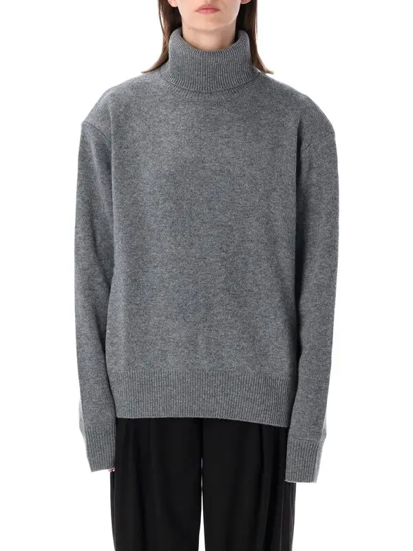 THE FRANKIE SHOP Merino Wool Cashmere Turtleneck Sweater - Grigio