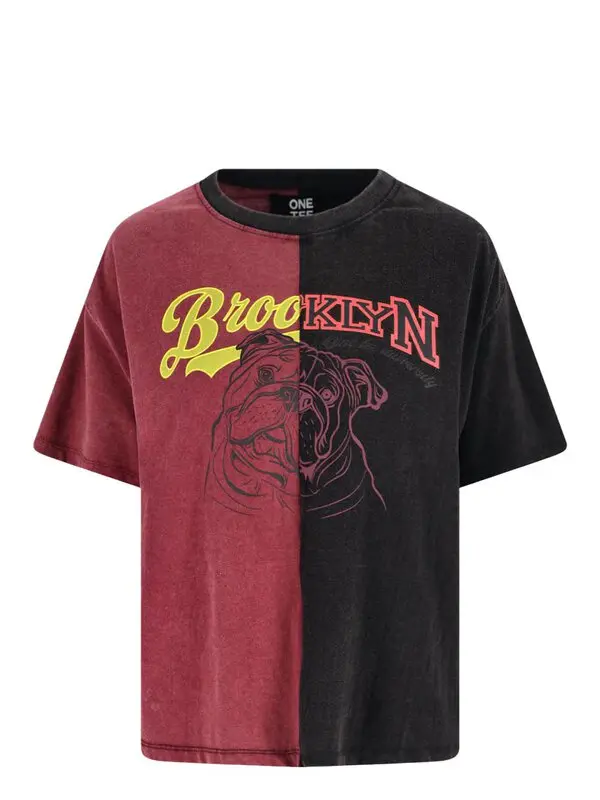 ONE TEE Graphic Oversized Crew Neck T-shirt - Red