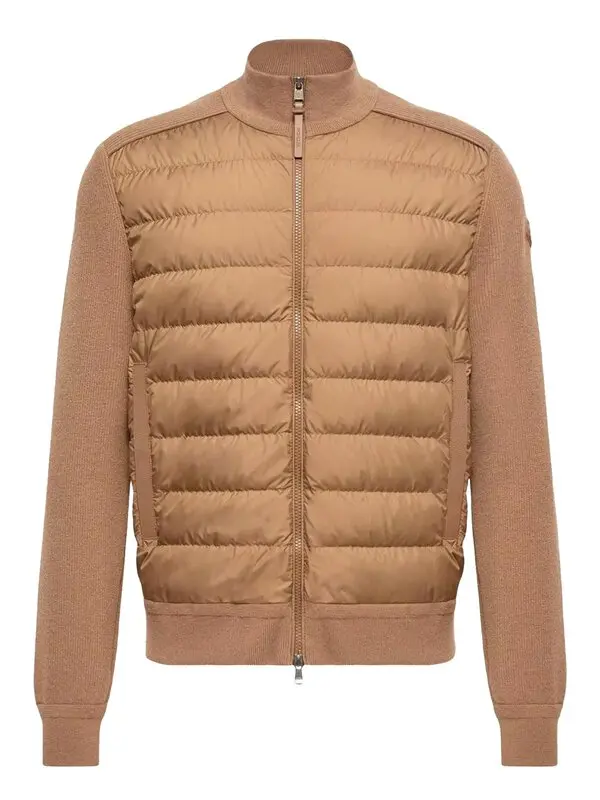 Moncler Hybrid Quilted Zip-front Cardigan - Brown