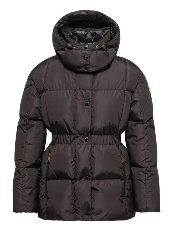 Moncler Down-filled Water-repellent Hooded Coat With Belt - Nero