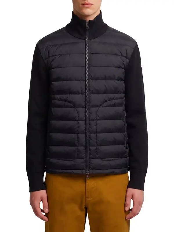 Moncler Hybrid Zip-front Puffer Cardigan - Black