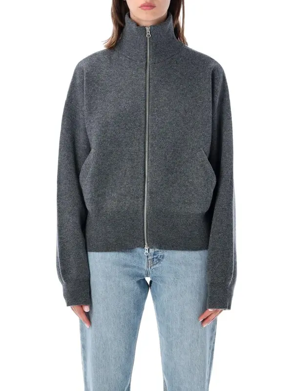 Extreme Cashmere Cropped Cashmere Bomber Cardigan - Grigio