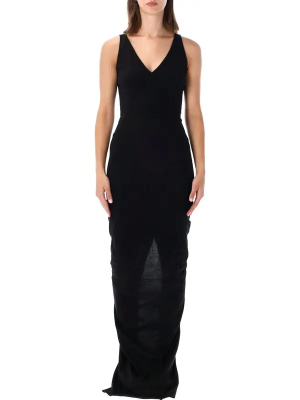 Rick Owens Sleeveless V-neck Maxi Dress - Nero
