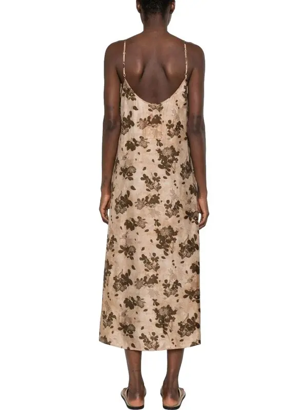 UMA WANG Anaya Printed Long Dress - Brown