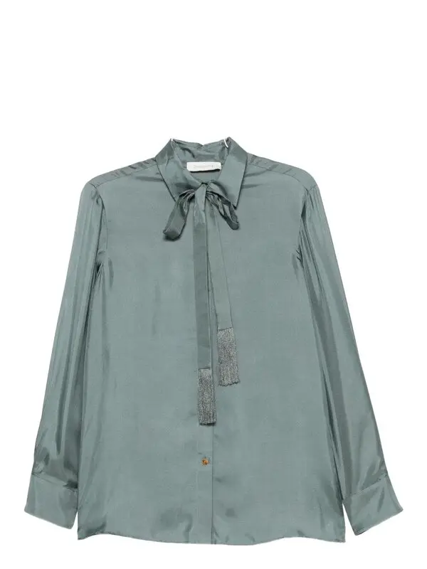 Zimmermann Silk Shirt With Tie Detail - Grey