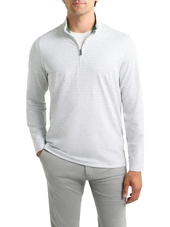 Johnston & Murphy Goal Post Print" Quarter-zip Pullover - Green