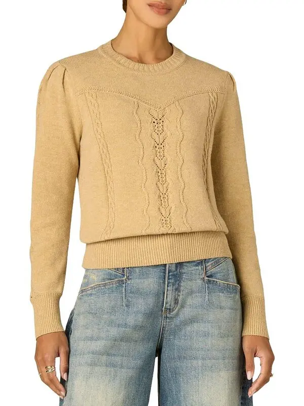 Wit & Wisdom Cable Knit Crewneck Sweater - Oat Oatmea