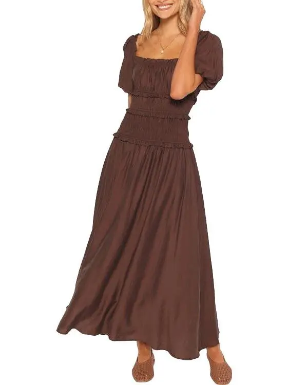 PETAL & PUP Doralee Maxi Dress - Brown