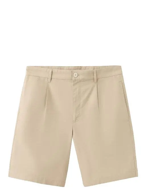 Mango Pleated Front Cotton-blend Twill Bermuda Shorts - Beige