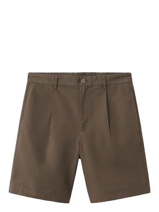 Mango Pleated Front Cotton-blend Twill Bermuda Shorts - Brown